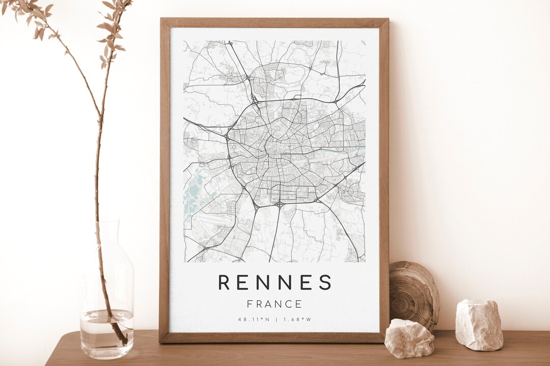 RENNES France Map Print | Map of Rennes | Digital Wall Art | Rennes ...