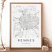 RENNES France Map Print Map of Rennes Digital Wall Art - Etsy