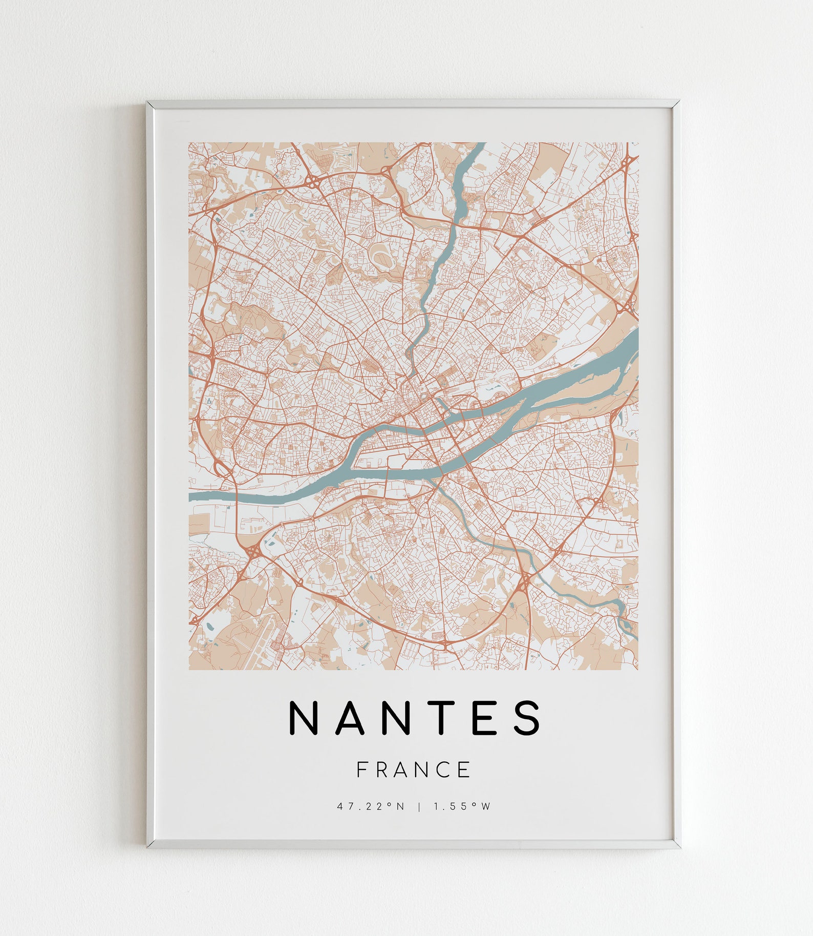 NANTES France Map Print Map of Nantes Digital Wall Art - Etsy