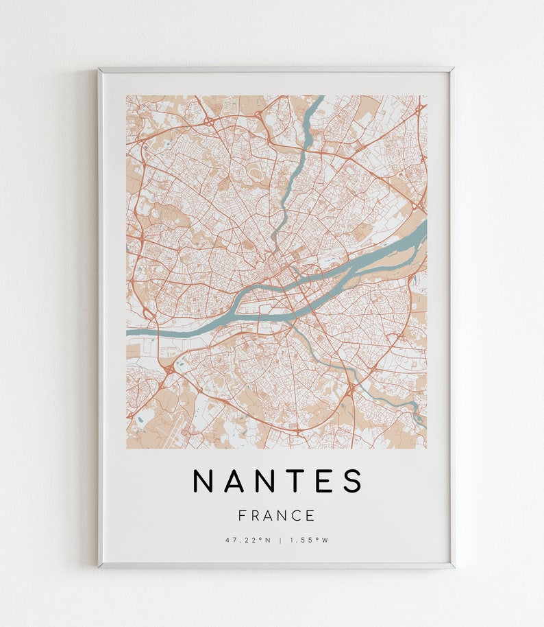 NANTES France Map Print Map of Nantes Digital Wall Art - Etsy
