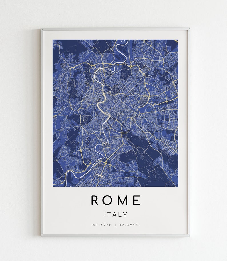ROME Italy Map Print Map of Rome Digital Wall Art Rome City Map Poster ...