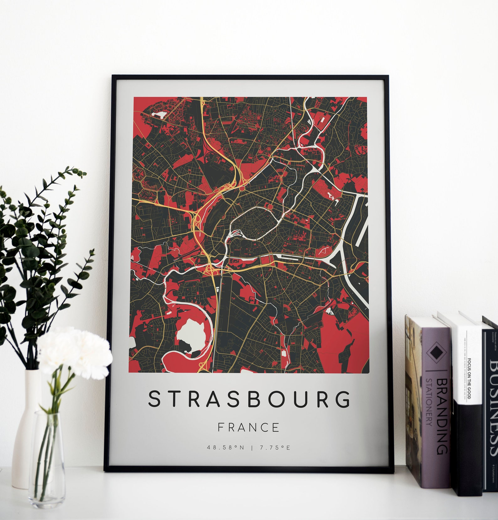 STRASBOURG France Map Print | Map of Strasbourg | Digital Wall Art ...