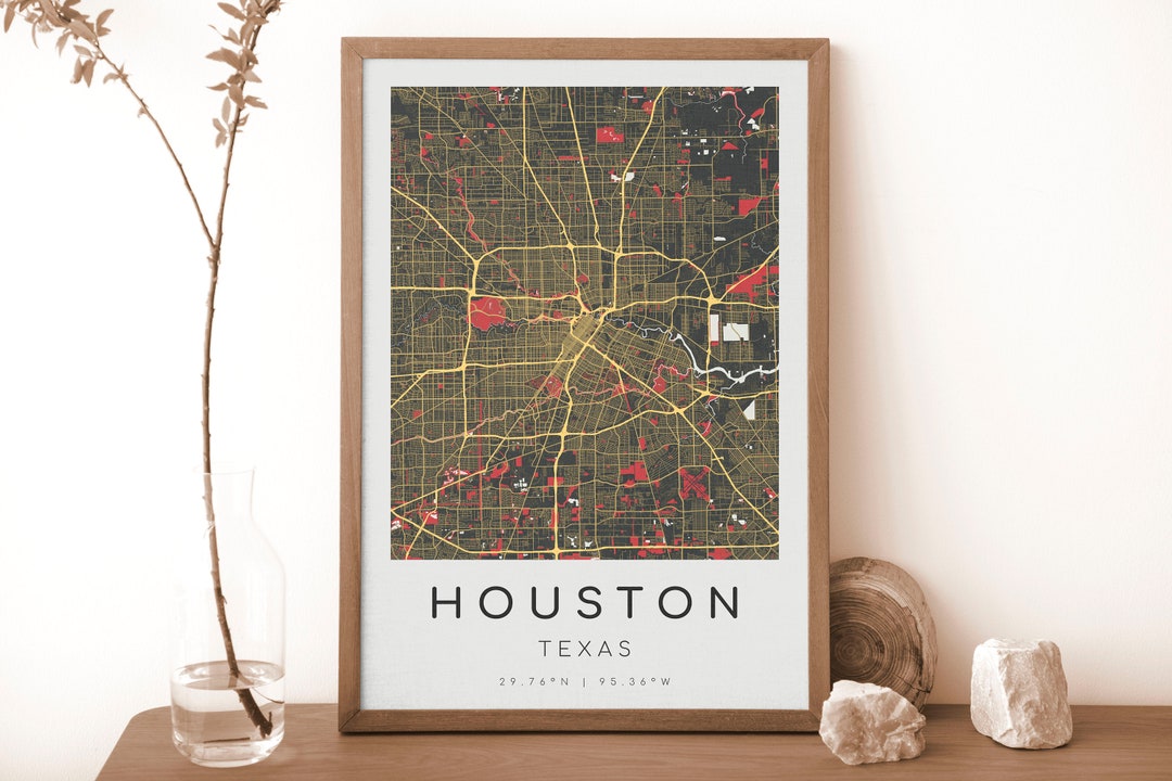 HOUSTON Texas Map Print | Map of Houston | Digital Wall Art | Houston ...