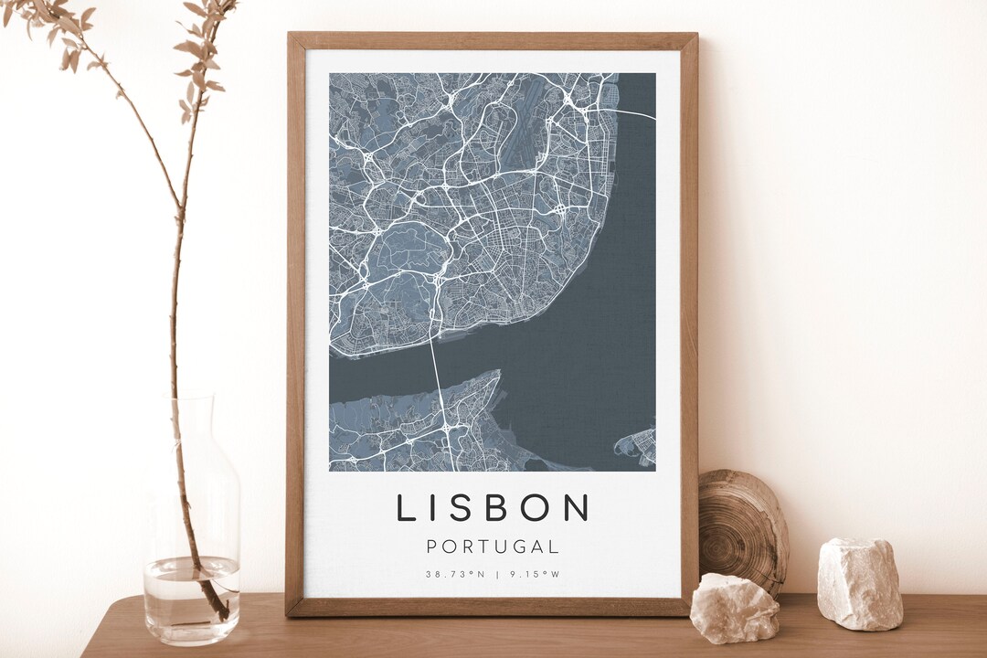 LISBON Portugal Map Print | Map of Lisbon | Digital Wall Art | Lisbon ...