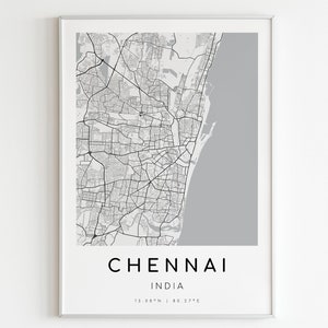 CHENNAI India Map Print | Map of Chennai | Digital Wall Art | Chennai ...