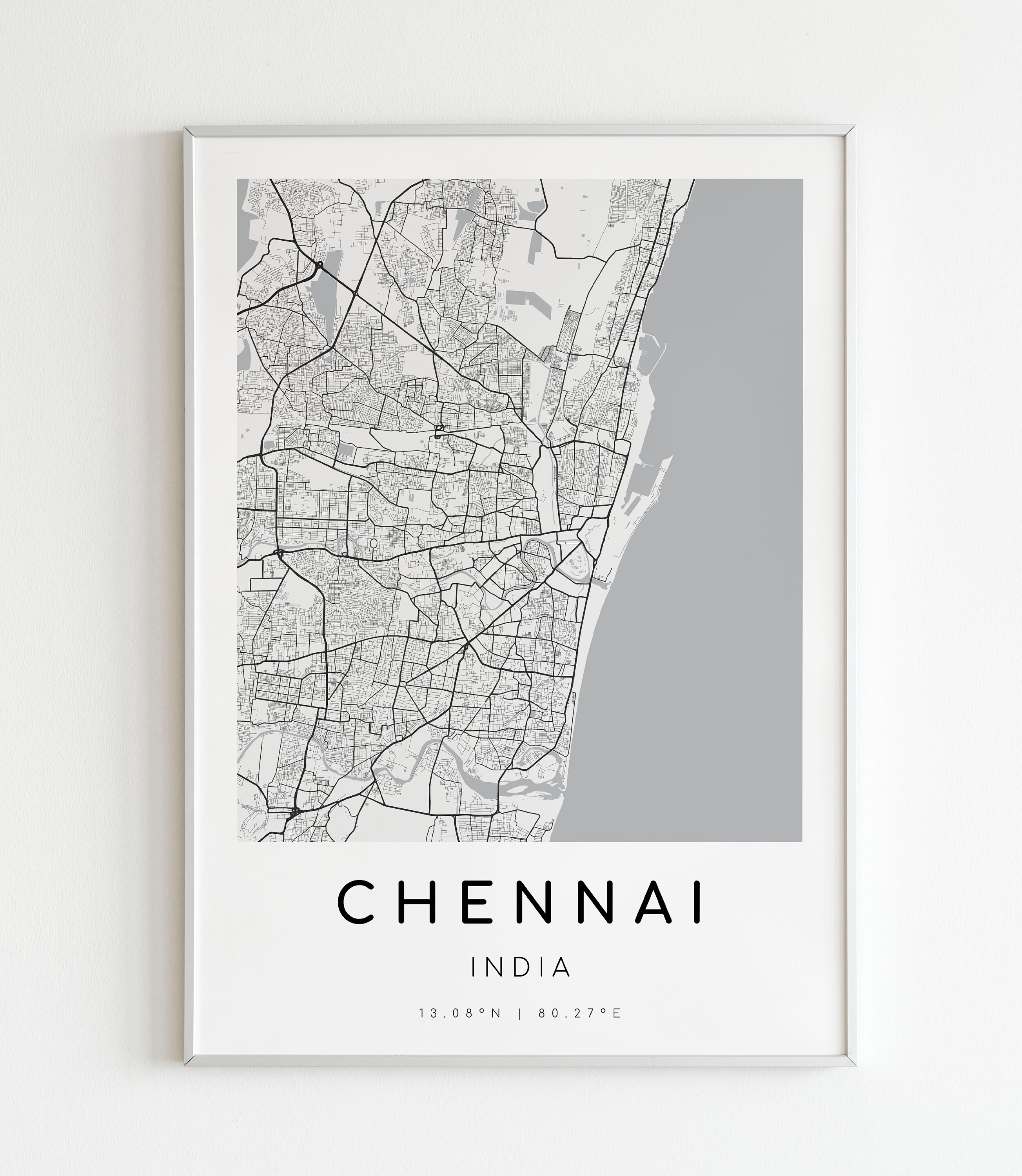 CHENNAI India Map Print Map of Chennai Digital Wall Art Chennai City ...