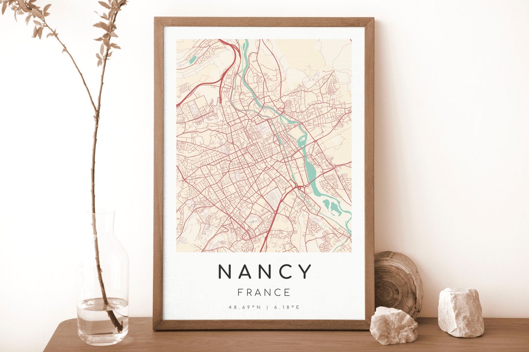 NANCY France Map Print | Map of Nancy | Digital Wall Art | Nancy City ...
