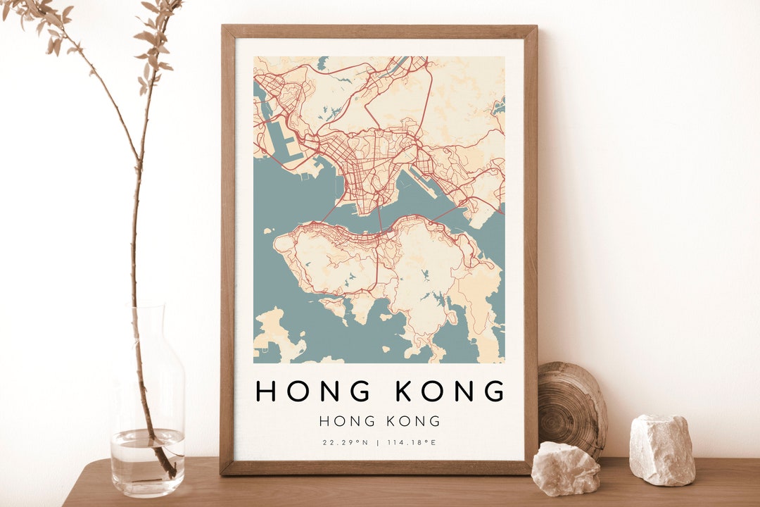 HONG KONG Hong Kong Map Print | Map of Hong Kong | Digital Wall Art ...