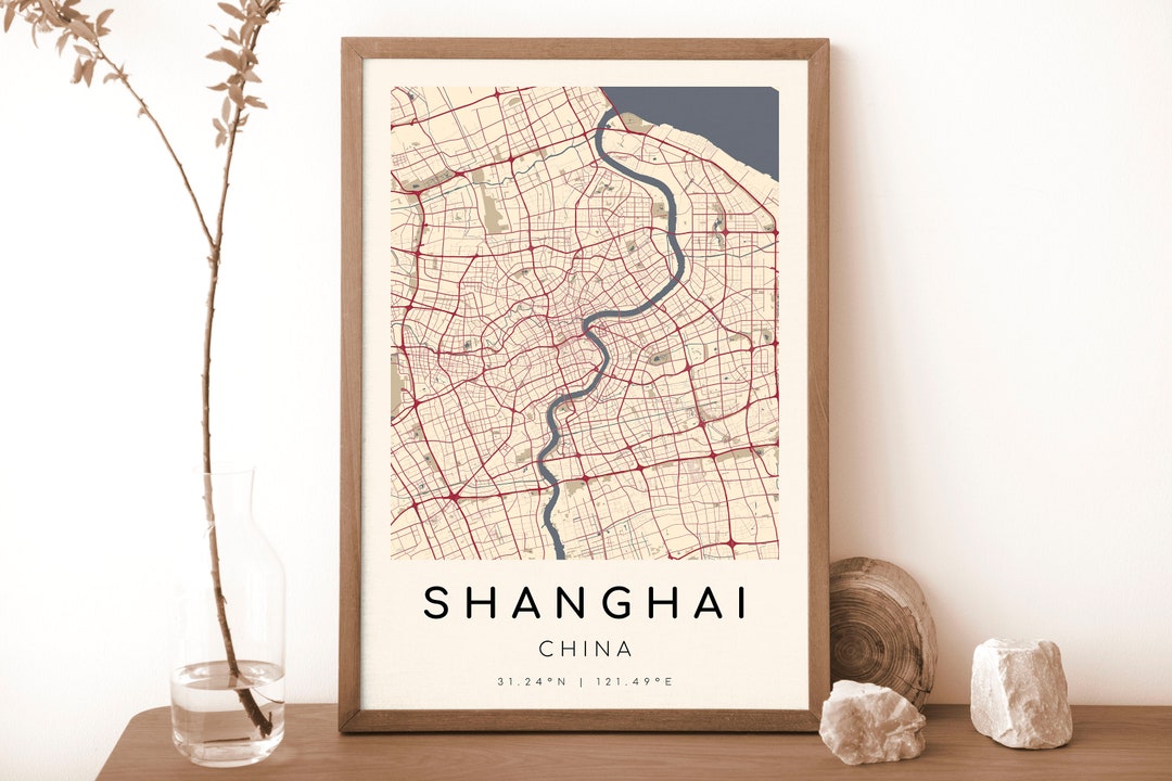 SHANGHAI China Map Print | Map of Shanghai | Digital Wall Art ...