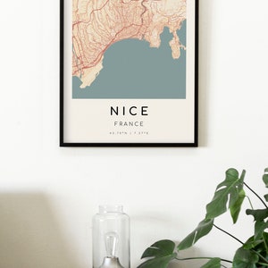 NICE France Map Print | Map of Nice | Digital Wall Art | Nice City Map ...