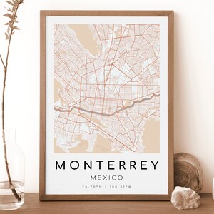 MONTERREY Mexico Map Print | Map of Monterrey | Digital Wall Art ...