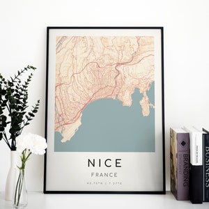 NICE France Map Print | Map of Nice | Digital Wall Art | Nice City Map ...