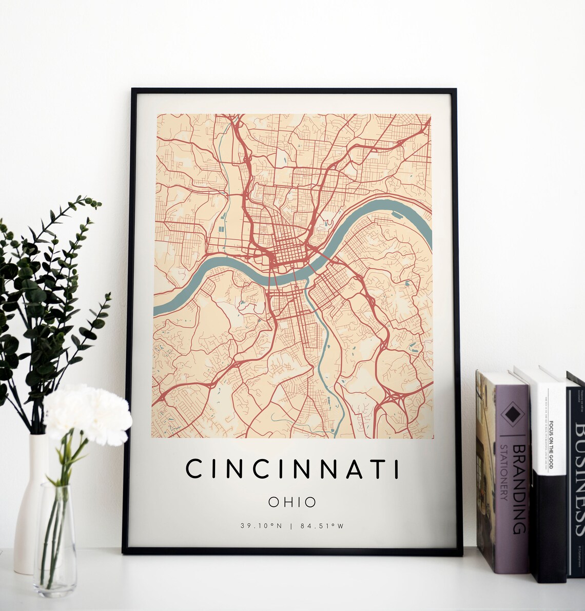 CINCINNATI Ohio Map Print Map of Cincinnati Digital Wall Art Cincinnati ...