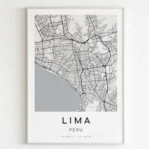 LIMA Peru Map Print | Map of Lima | Digital Wall Art | Lima City Map ...