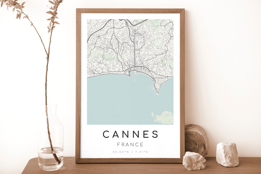 CANNES France Map Print | Map of Cannes | Digital Wall Art | Cannes ...