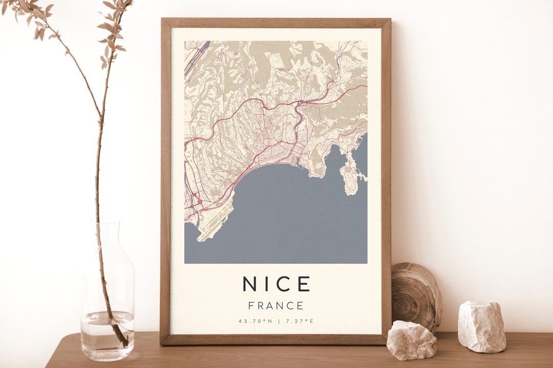 NICE France Map Print | Map of Nice | Digital Wall Art | Nice City Map ...