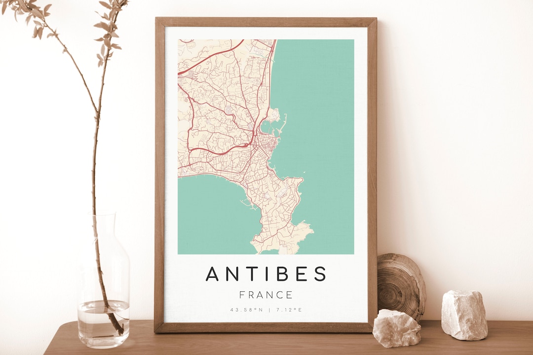ANTIBES France Map Print | Map of Antibes | Digital Wall Art | Antibes City Map Poster | Gift ...