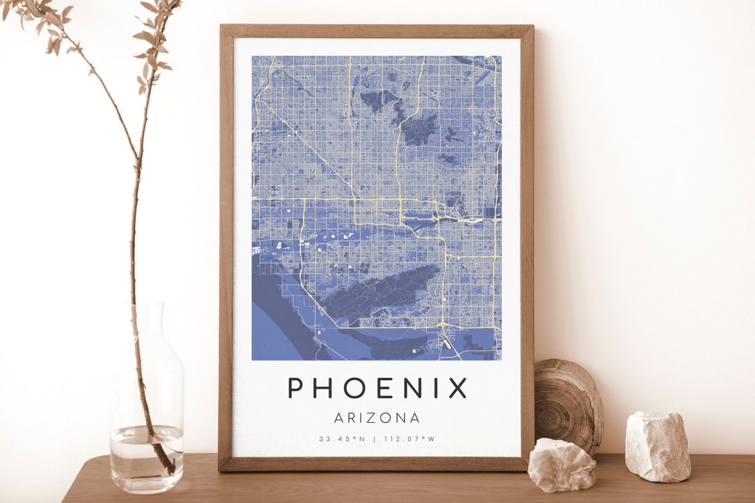 PHOENIX Arizona Map Print | Map of Phoenix | Digital Wall Art | Phoenix ...