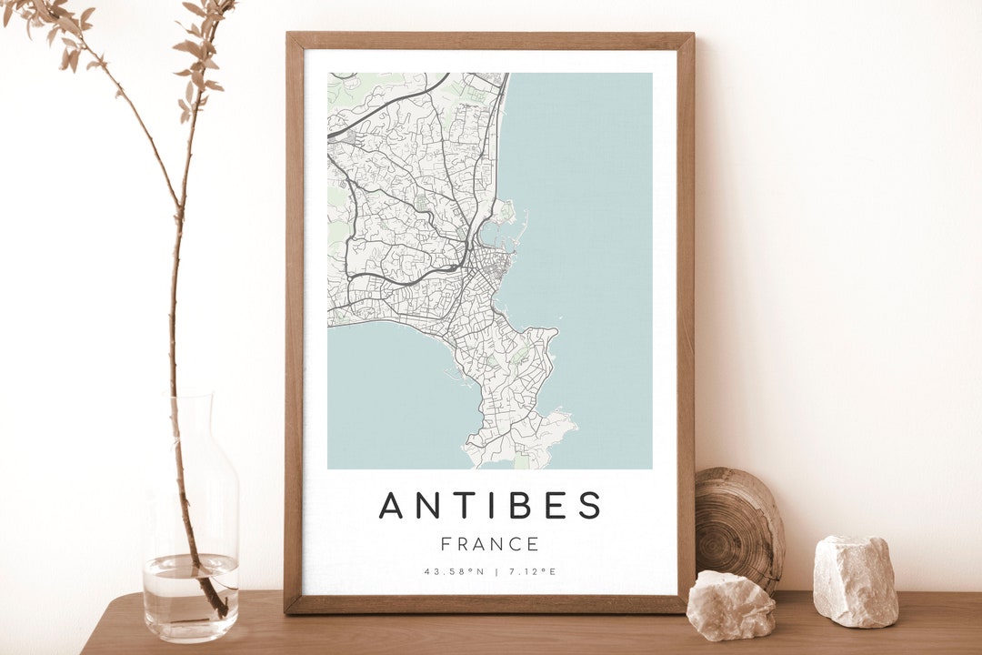 ANTIBES France Map Print | Map of Antibes | Digital Wall Art | Antibes ...
