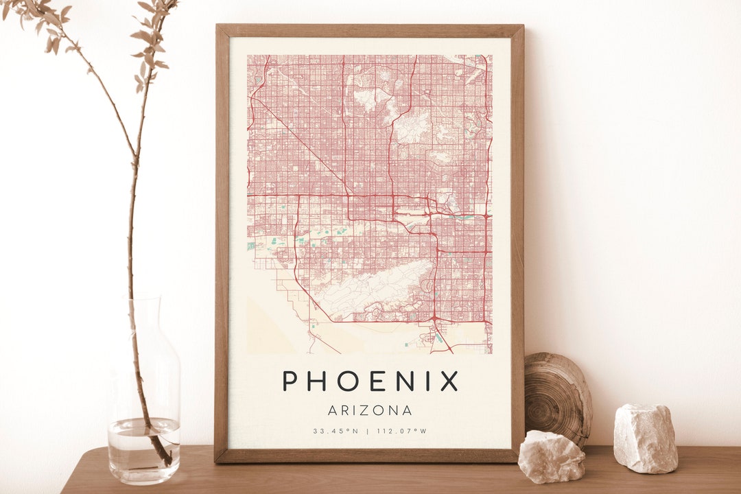 PHOENIX Arizona Map Print | Map of Phoenix | Digital Wall Art | Phoenix ...