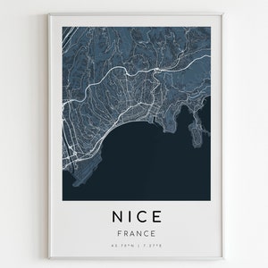 NICE France Map Print | Map of Nice | Digital Wall Art | Nice City Map ...