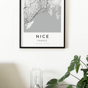 NICE France Map Print | Map of Nice | Digital Wall Art | Nice City Map ...
