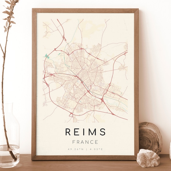 Reims City Map Poster - Etsy
