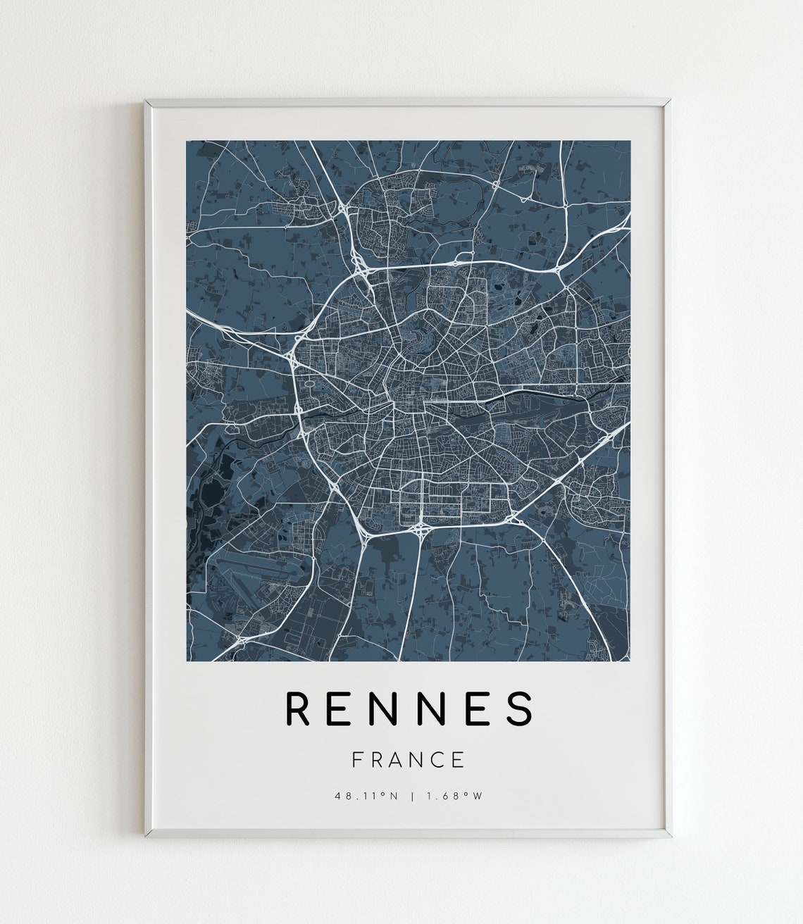 RENNES France Map Print Map of Rennes Digital Wall Art Rennes City Map ...