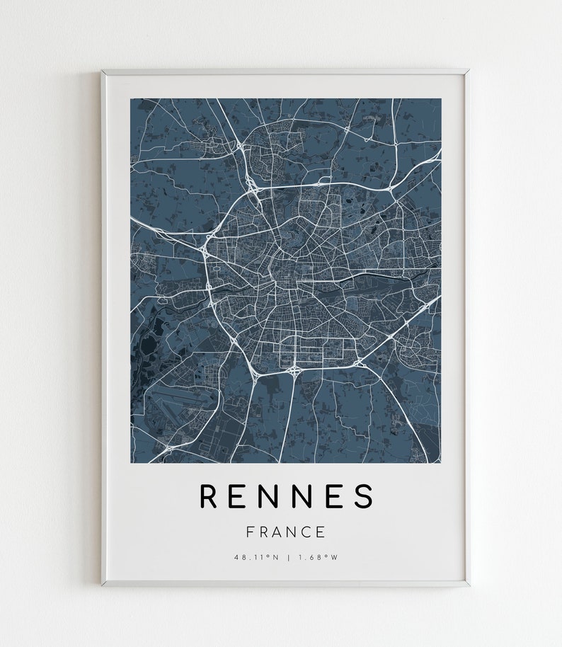RENNES France Map Print Map of Rennes Digital Wall Art Rennes City Map ...