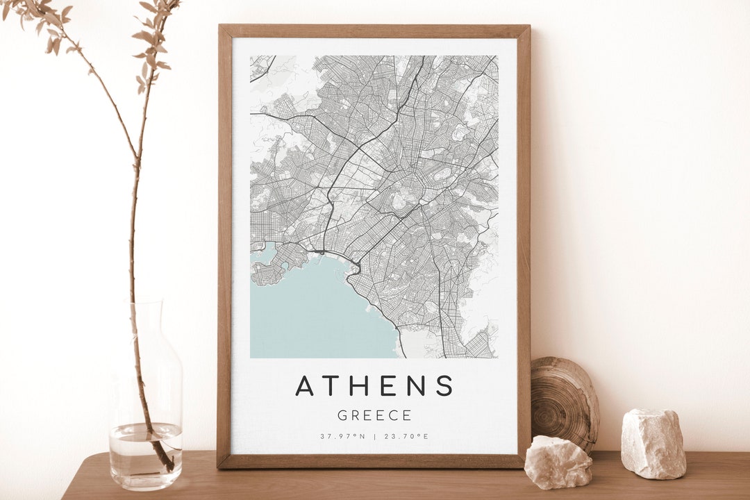 ATHENS Greece Map Print | Map of Athens | Digital Wall Art | Athens ...
