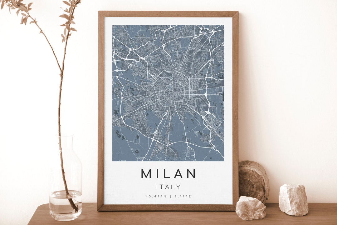 MILAN Italy Map Print | Map of Milan | Digital Wall Art | Milan City ...