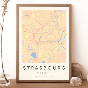 STRASBOURG France Map Print Map of Strasbourg Digital Wall Art ...