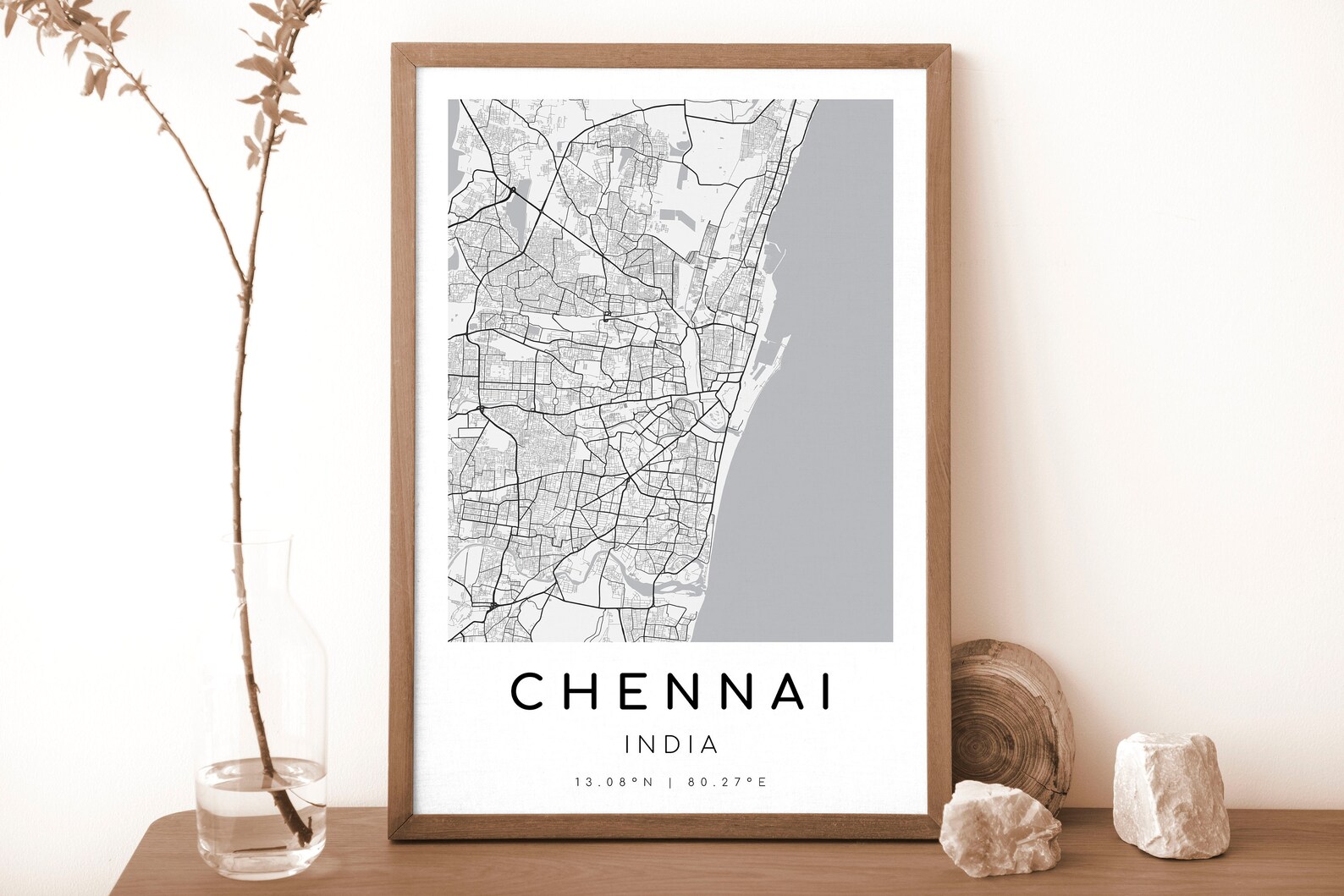 CHENNAI India Map Print | Map of Chennai | Digital Wall Art | Chennai ...