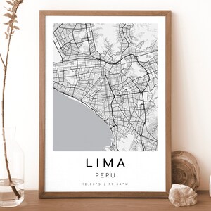 LIMA Peru Map Print | Map of Lima | Digital Wall Art | Lima City Map ...