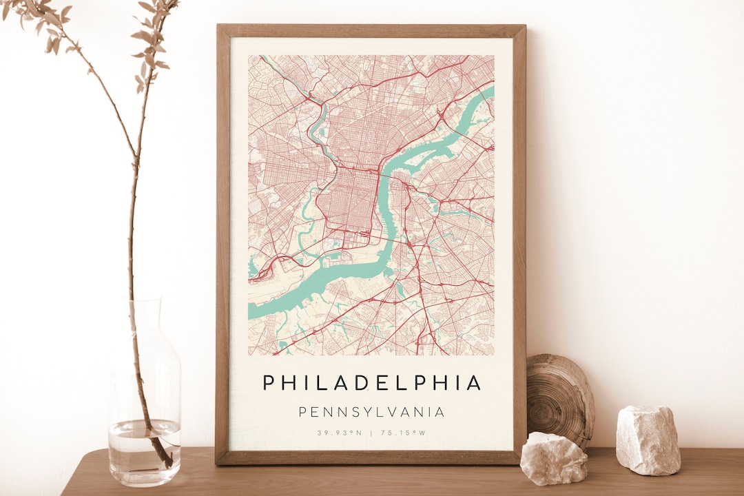 PHILADELPHIA Pennsylvania Map Print | Map of Philadelphia | Digital ...