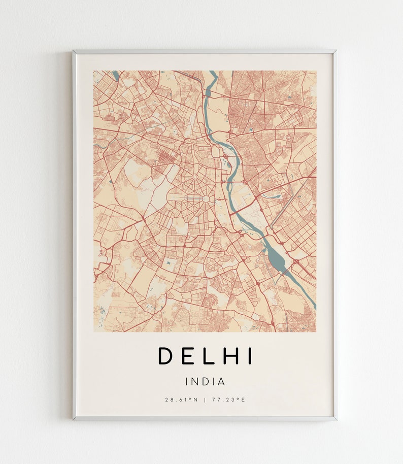 DELHI India Map Print Map of Delhi Digital Wall Art Delhi City Map ...