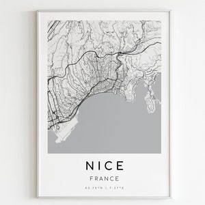 NICE France Map Print | Map of Nice | Digital Wall Art | Nice City Map ...
