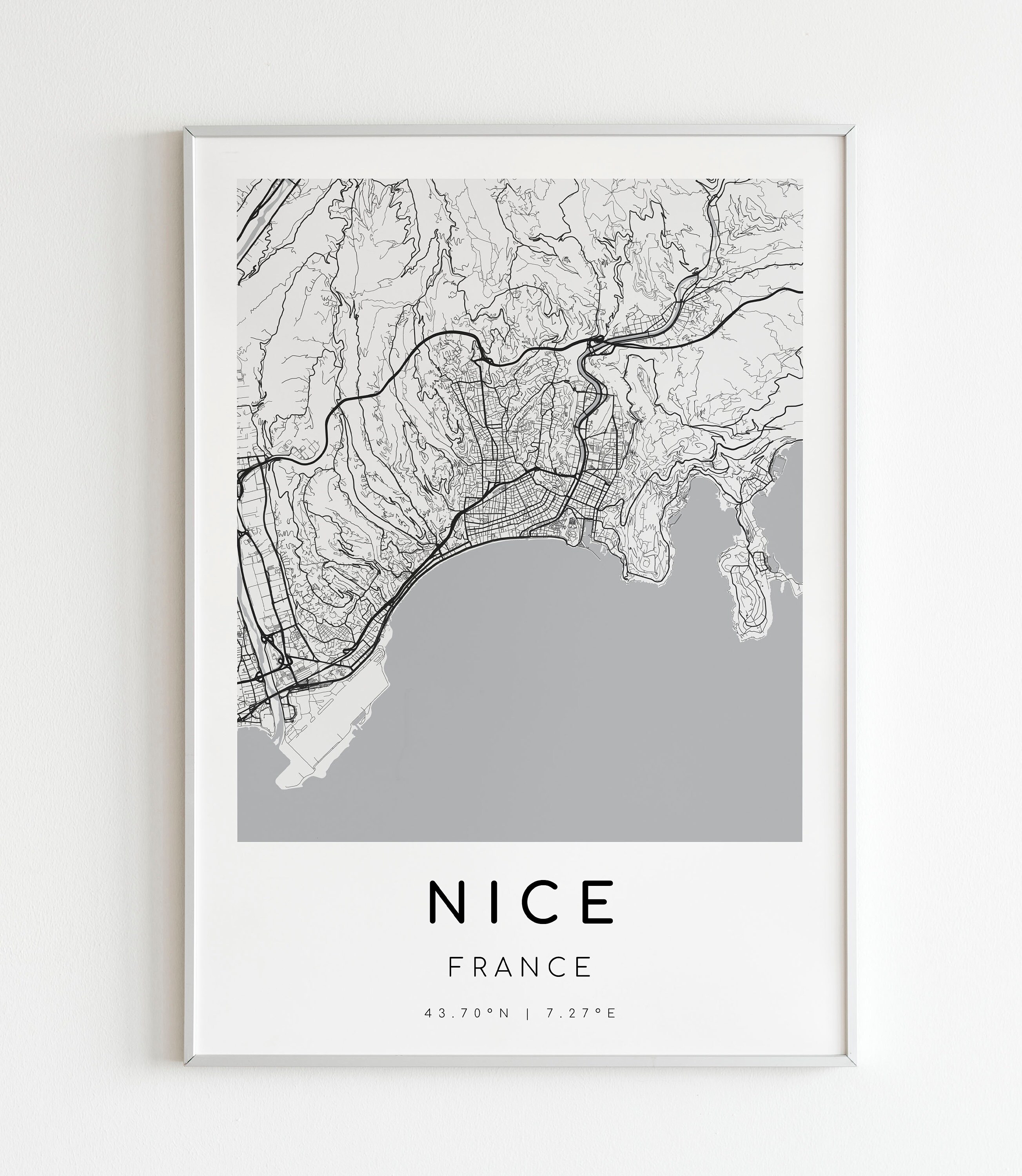 NICE France Map Print Map of Nice Digital Wall Art Nice City Map Poster ...