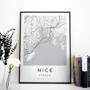 NICE France Map Print | Map of Nice | Digital Wall Art | Nice City Map ...