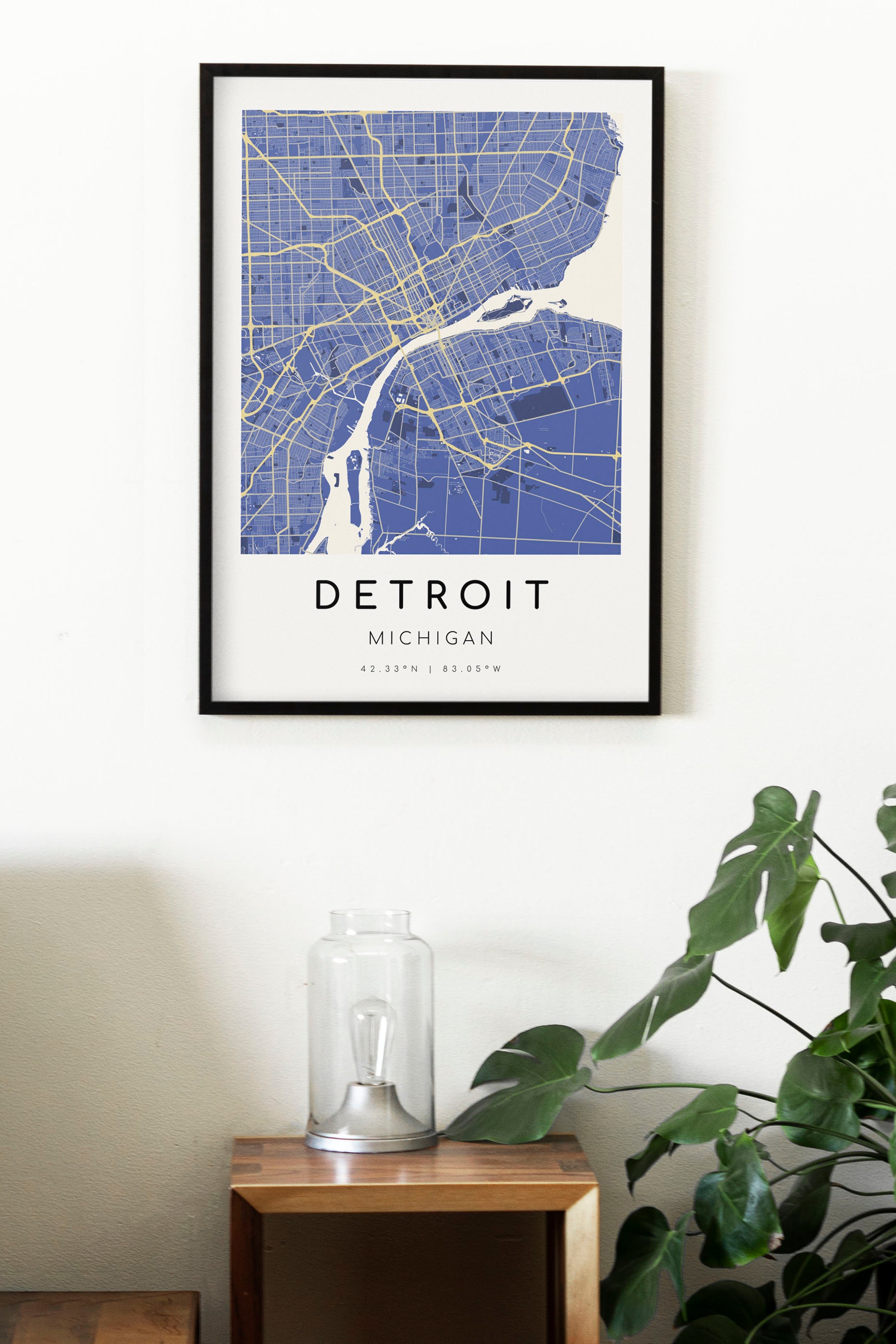 DETROIT Michigan Map Print | Map of Detroit | Digital Wall Art ...