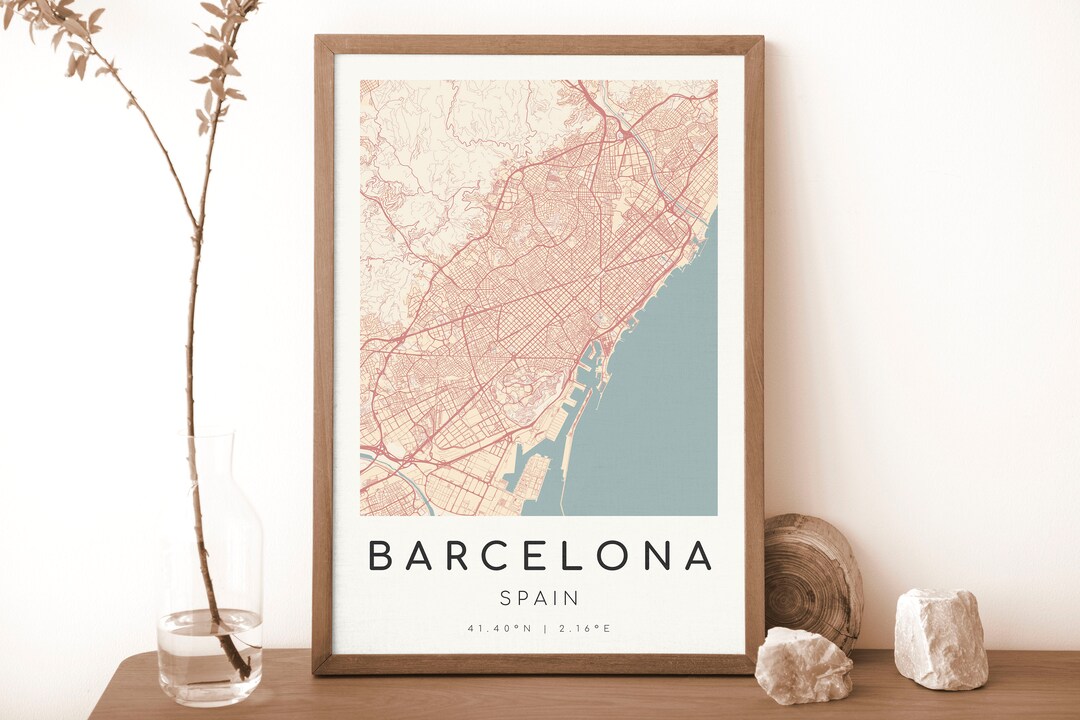 BARCELONA Spain Map Print | Map of Barcelona | Digital Wall Art ...
