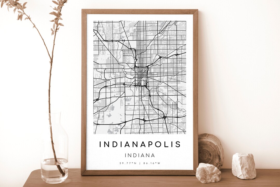 INDIANAPOLIS Indiana Map Print | Map of Indianapolis | Digital Wall Art ...