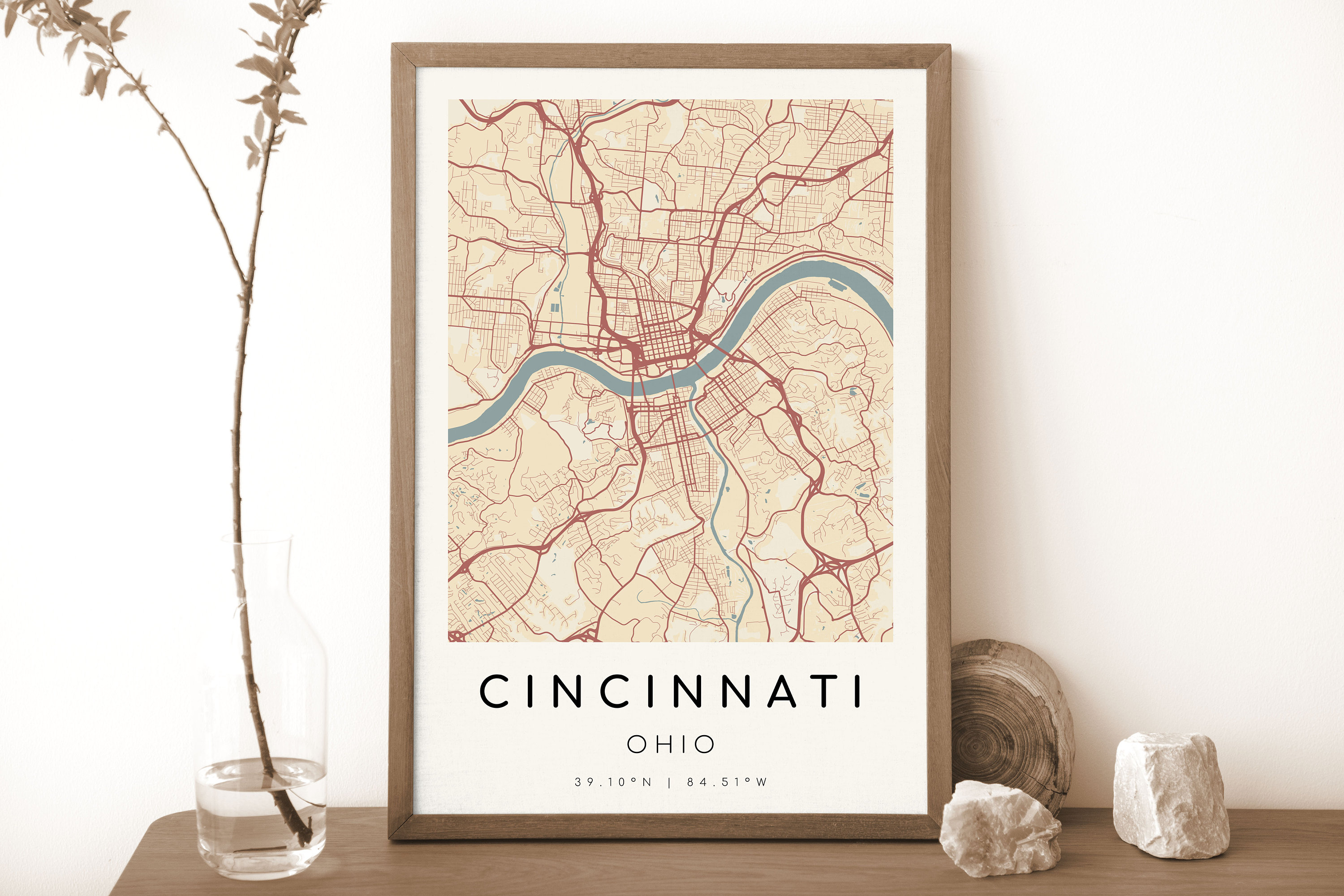 CINCINNATI Ohio Map Print | Map of Cincinnati | Digital Wall Art ...