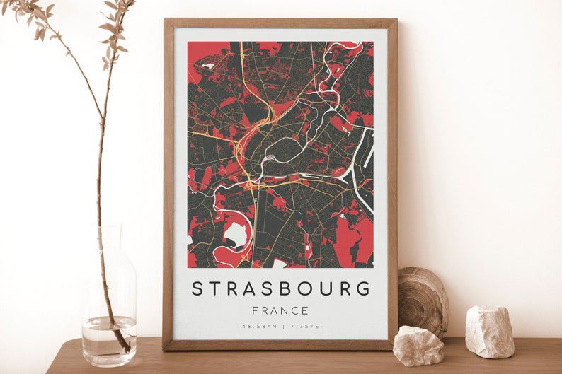 STRASBOURG France Map Print | Map of Strasbourg | Digital Wall Art ...