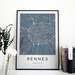 RENNES France Map Print Map of Rennes Digital Wall Art Rennes City Map ...