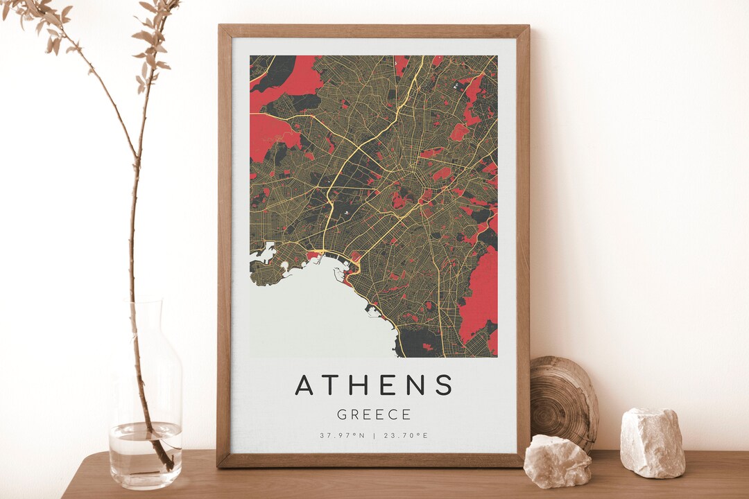 ATHENS Greece Map Print | Map of Athens | Digital Wall Art | Athens ...