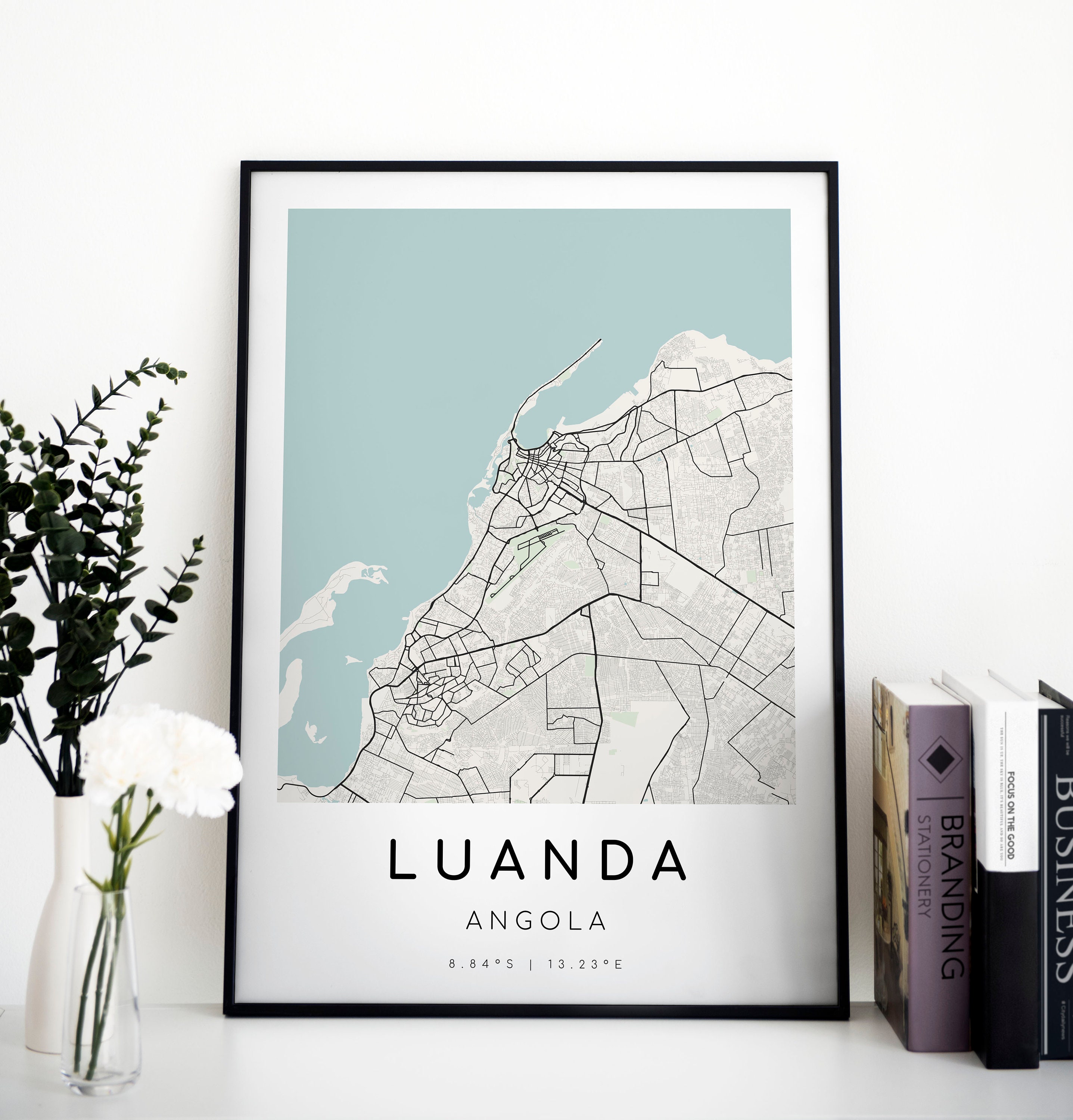 LUANDA Angola Map Print | Map of Luanda | Digital Wall Art | Luanda City Map Poster | Gift Map ...