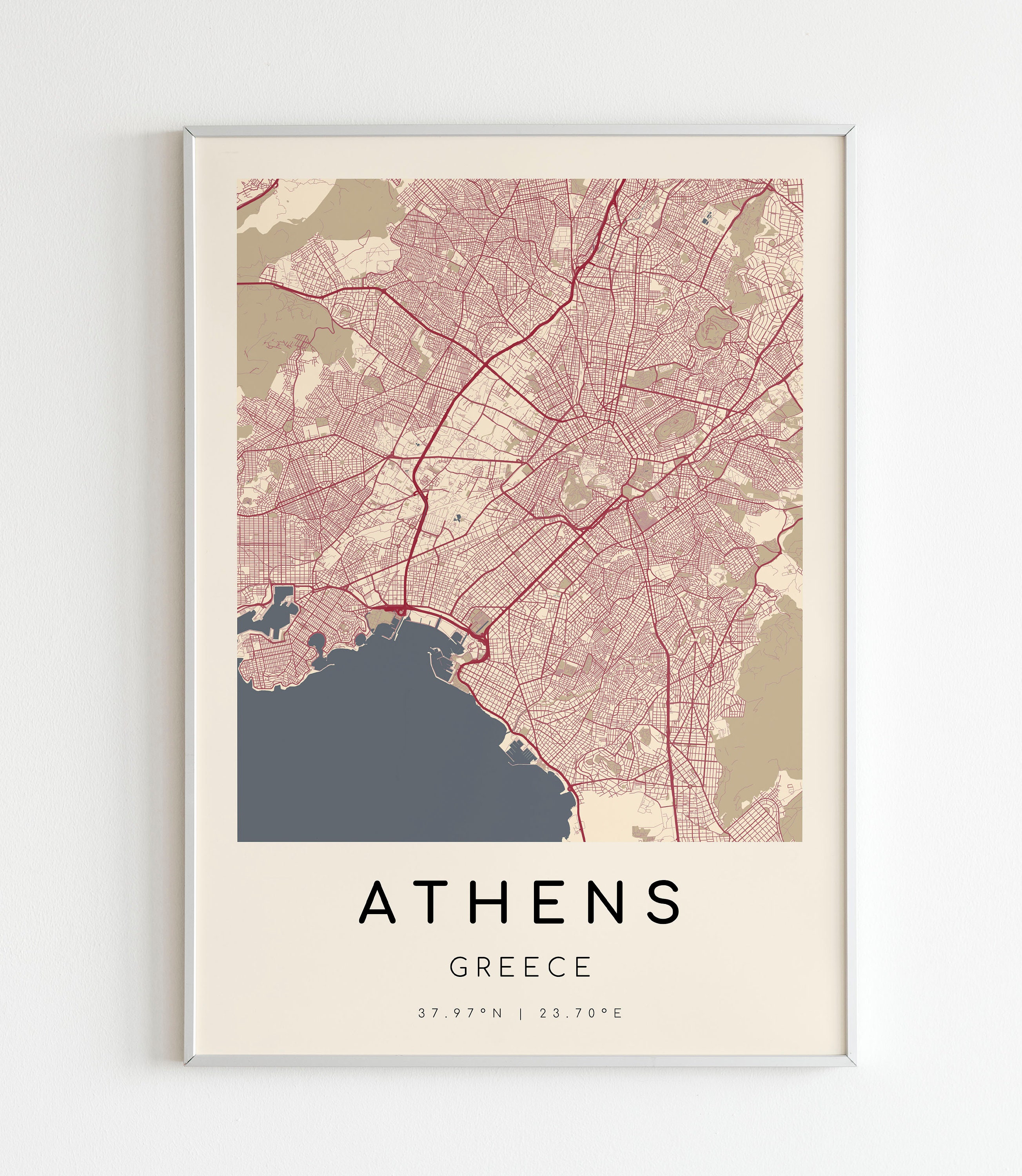 ATHENS Greece Map Print Map of Athens Digital Wall Art Athens City Map ...
