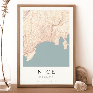 NICE France Map Print | Map of Nice | Digital Wall Art | Nice City Map ...
