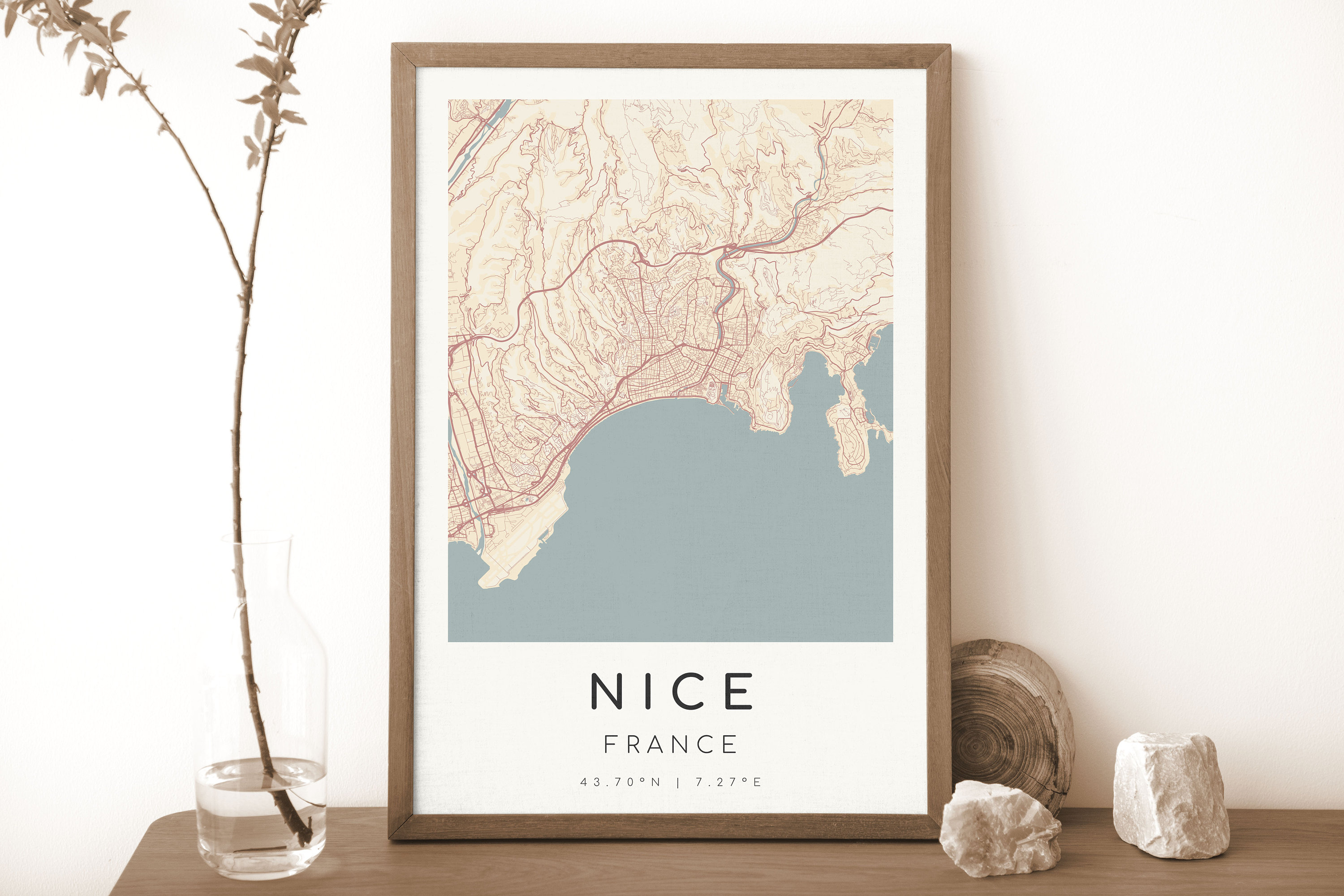 NICE France Map Print | Map of Nice | Digital Wall Art | Nice City Map ...